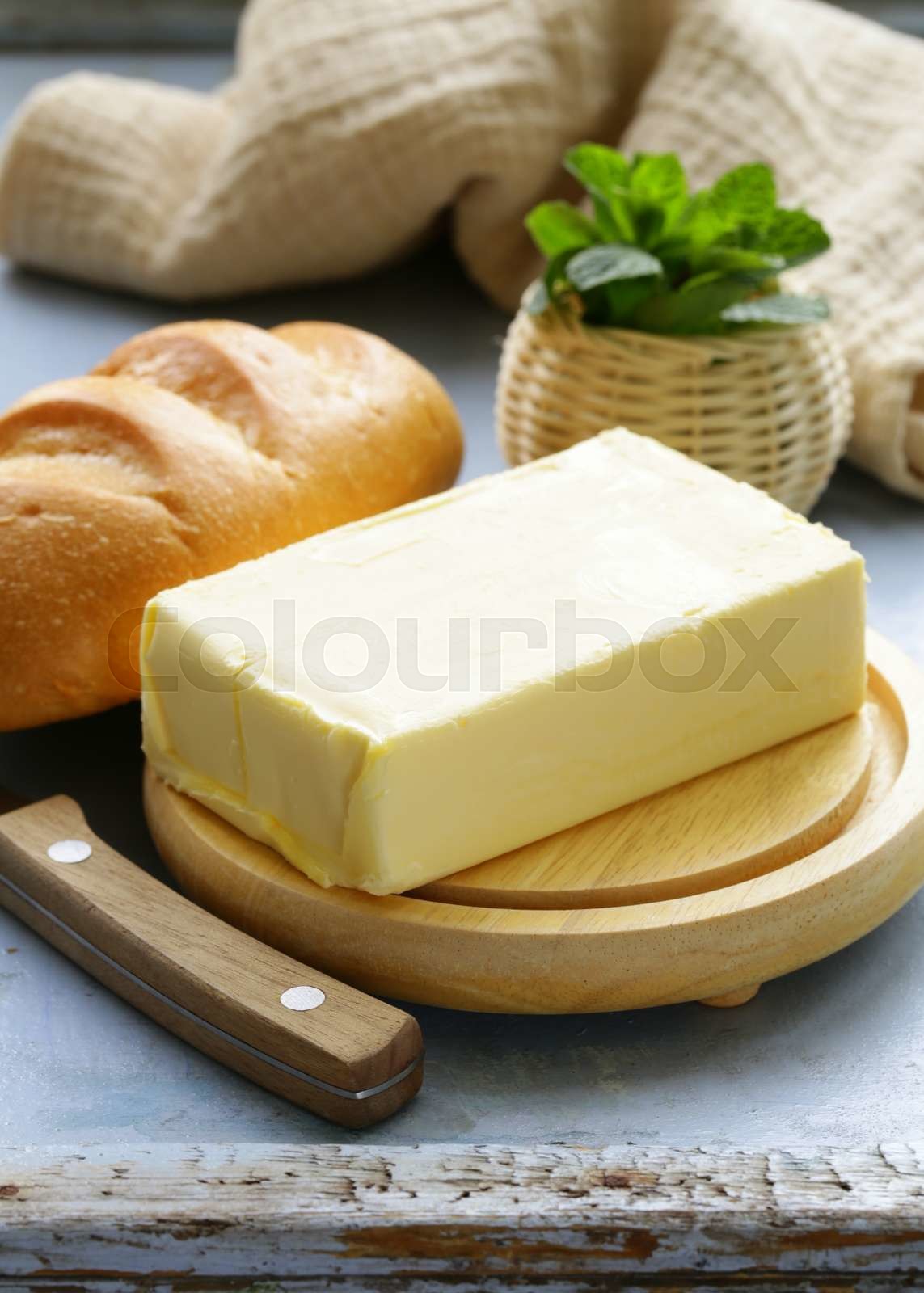 piece of fresh butter for breakfast | Stock image | Colourbox