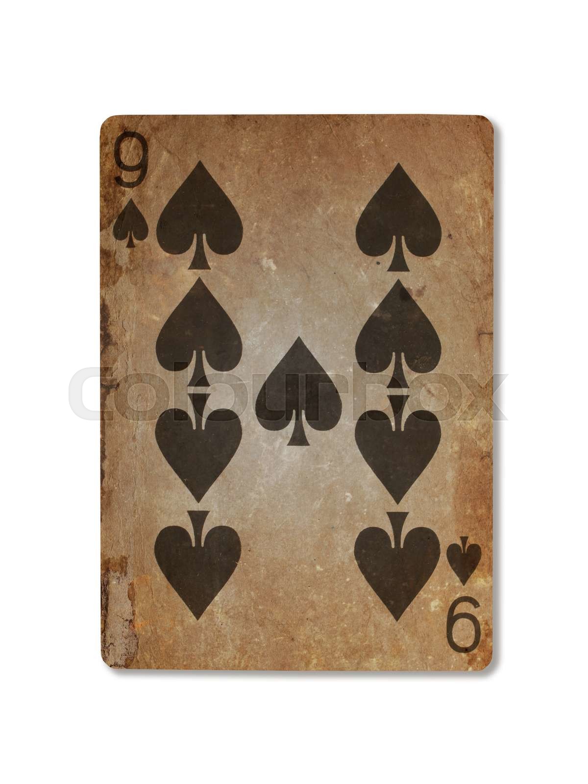 Very old playing card, nine of spades | Stock image | Colourbox