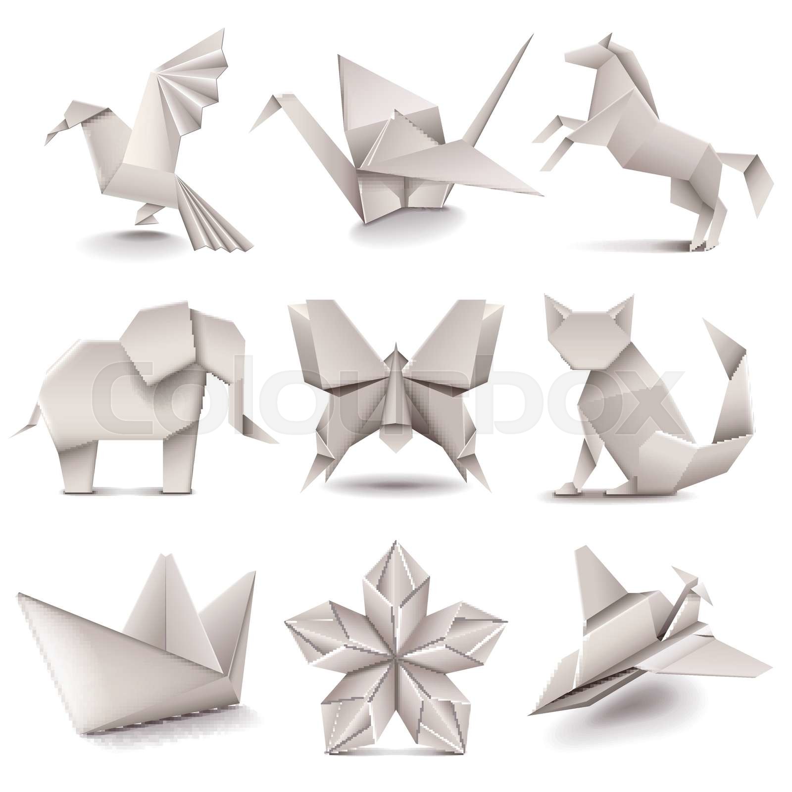 Origami icons vector set | Stock vector | Colourbox