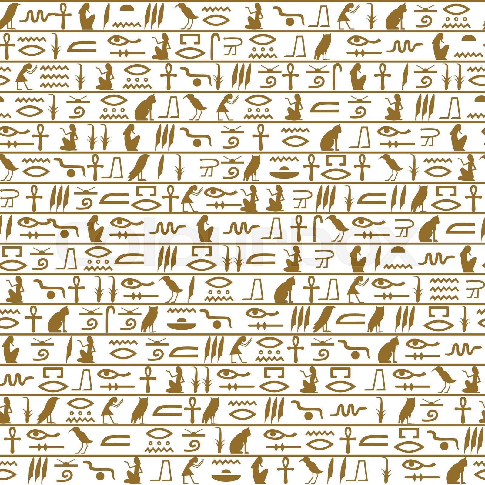Egyptian seamless hieroglyphs pattern. | Stock vector | Colourbox