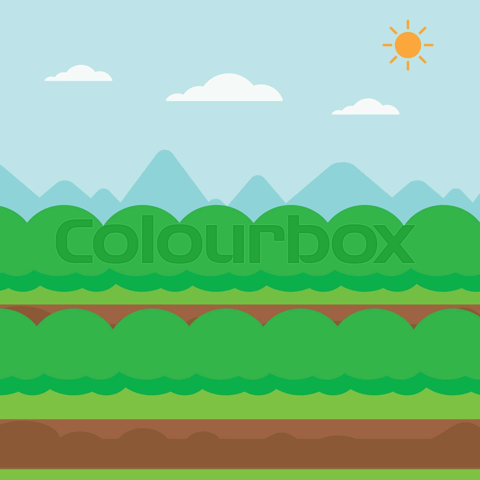 Background of field rows with green bushes. | Stock vector | Colourbox