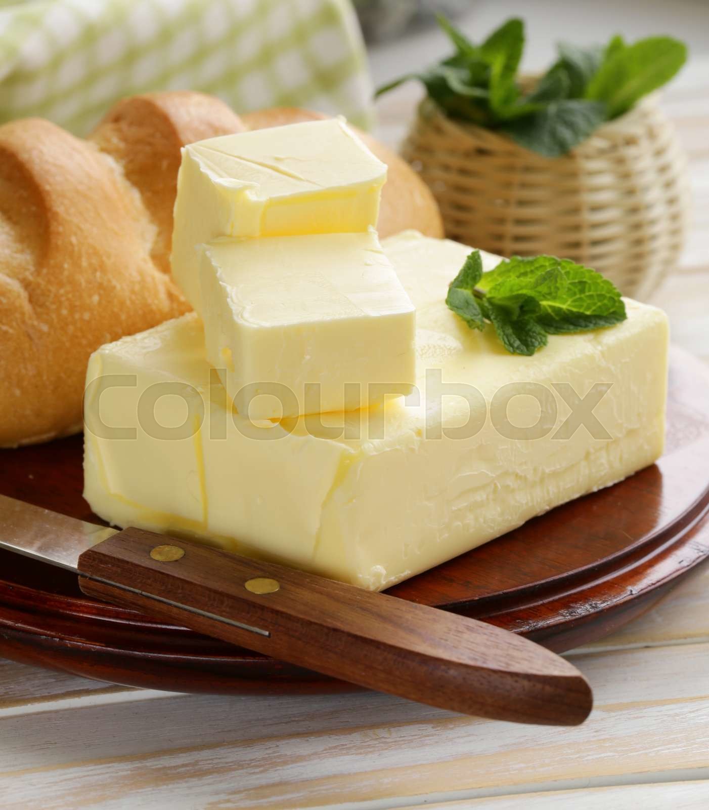 piece of fresh butter for breakfast | Stock image | Colourbox