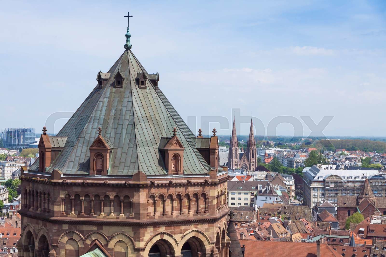 Tower of Strasbourg Cathedral (Notre Dame), France | Stock image ...