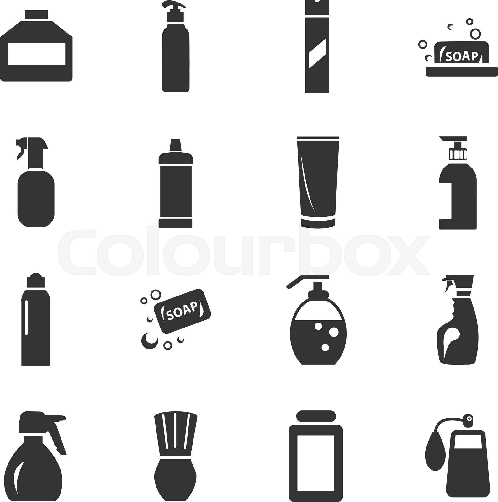 Household chemicals icons set | Stock vector | Colourbox