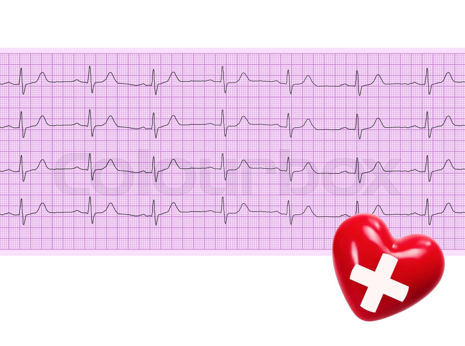 Heart analysis, electrocardiogram graph and red heart (ECG) | Stock ...