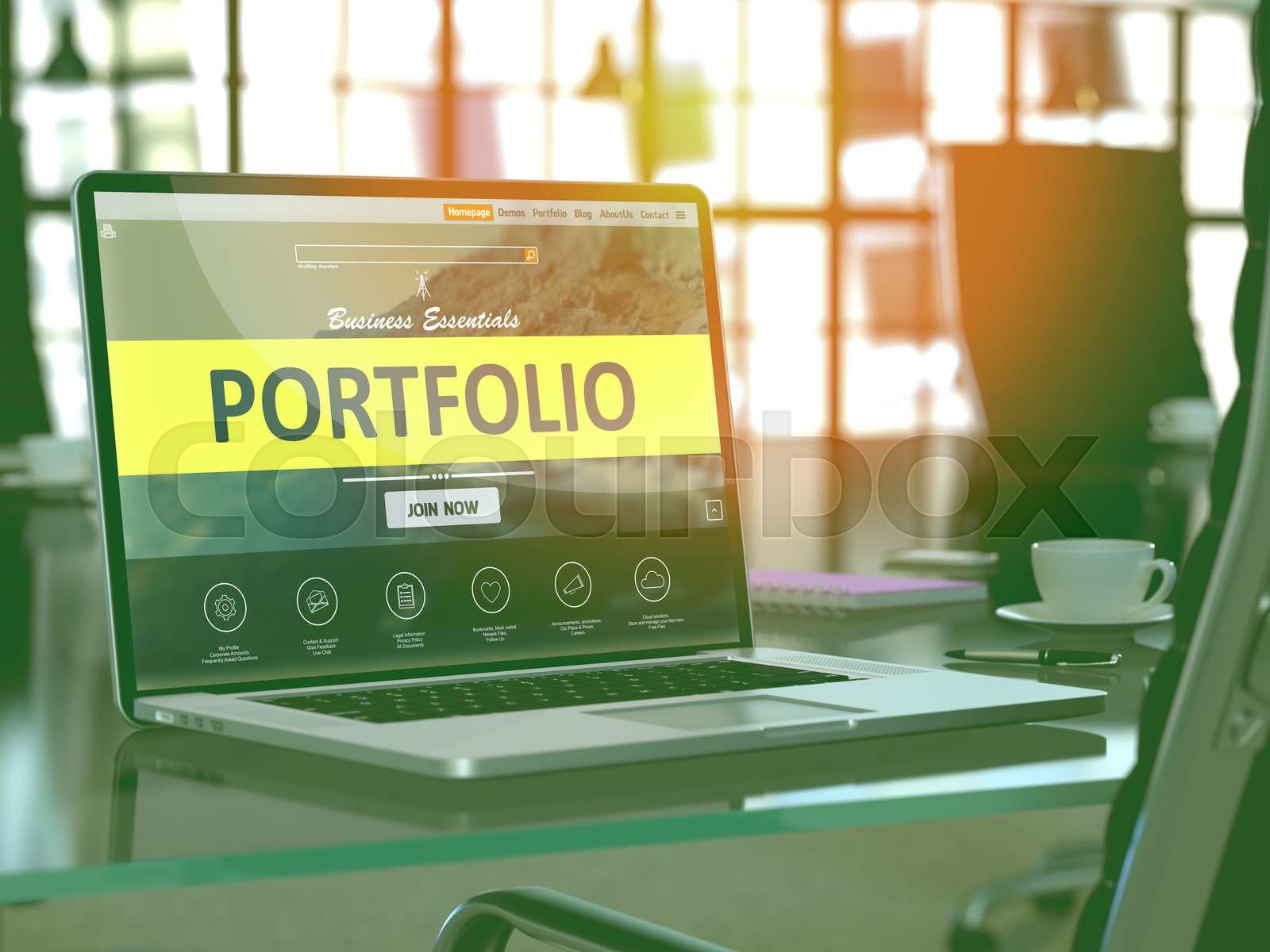 Laptop Screen with Portfolio Concept. | Stock image | Colourbox