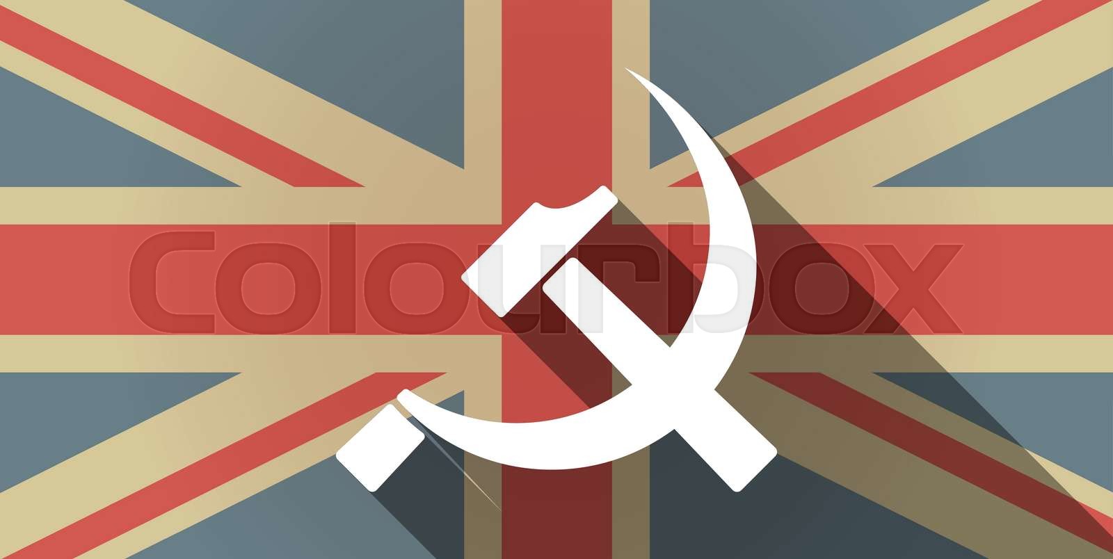 Long shadow UK flag icon with the communist symbol | Stock vector ...