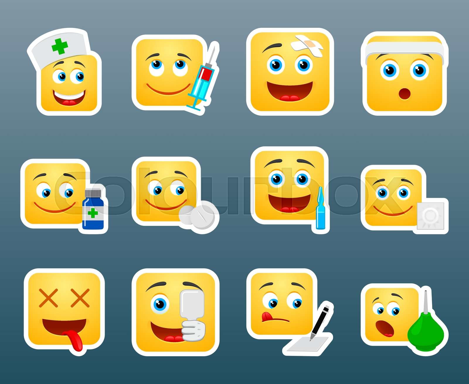 Hospital smile stickers | Stock vector | Colourbox