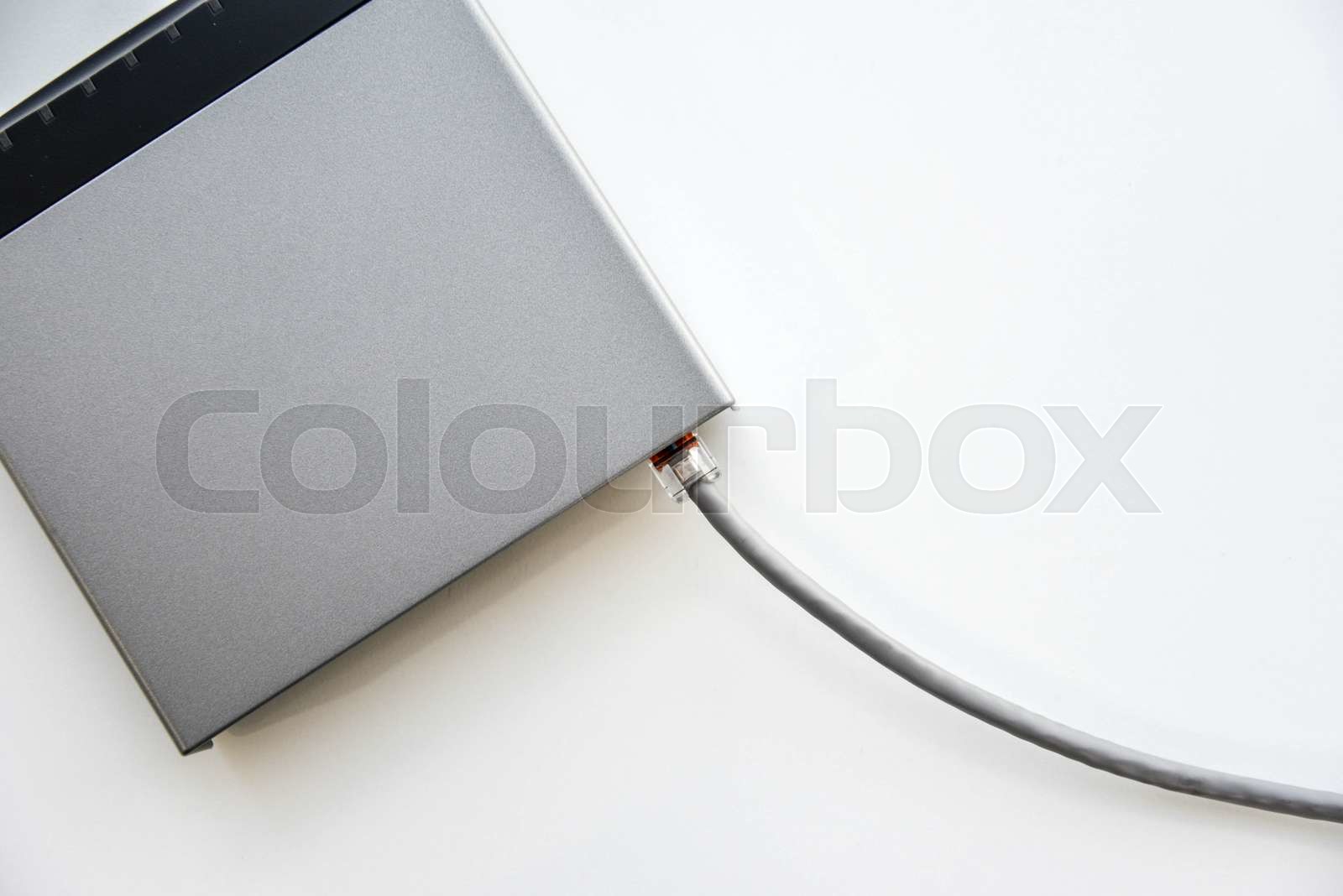 8 ports of small network switch | Stock image | Colourbox