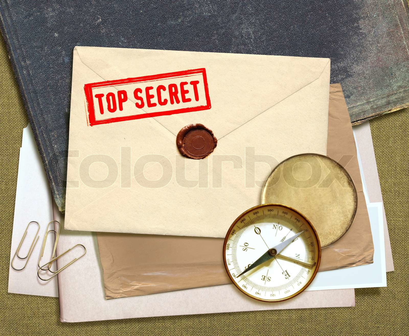 dorsal view of military top secret documents with stamp | Stock image ...
