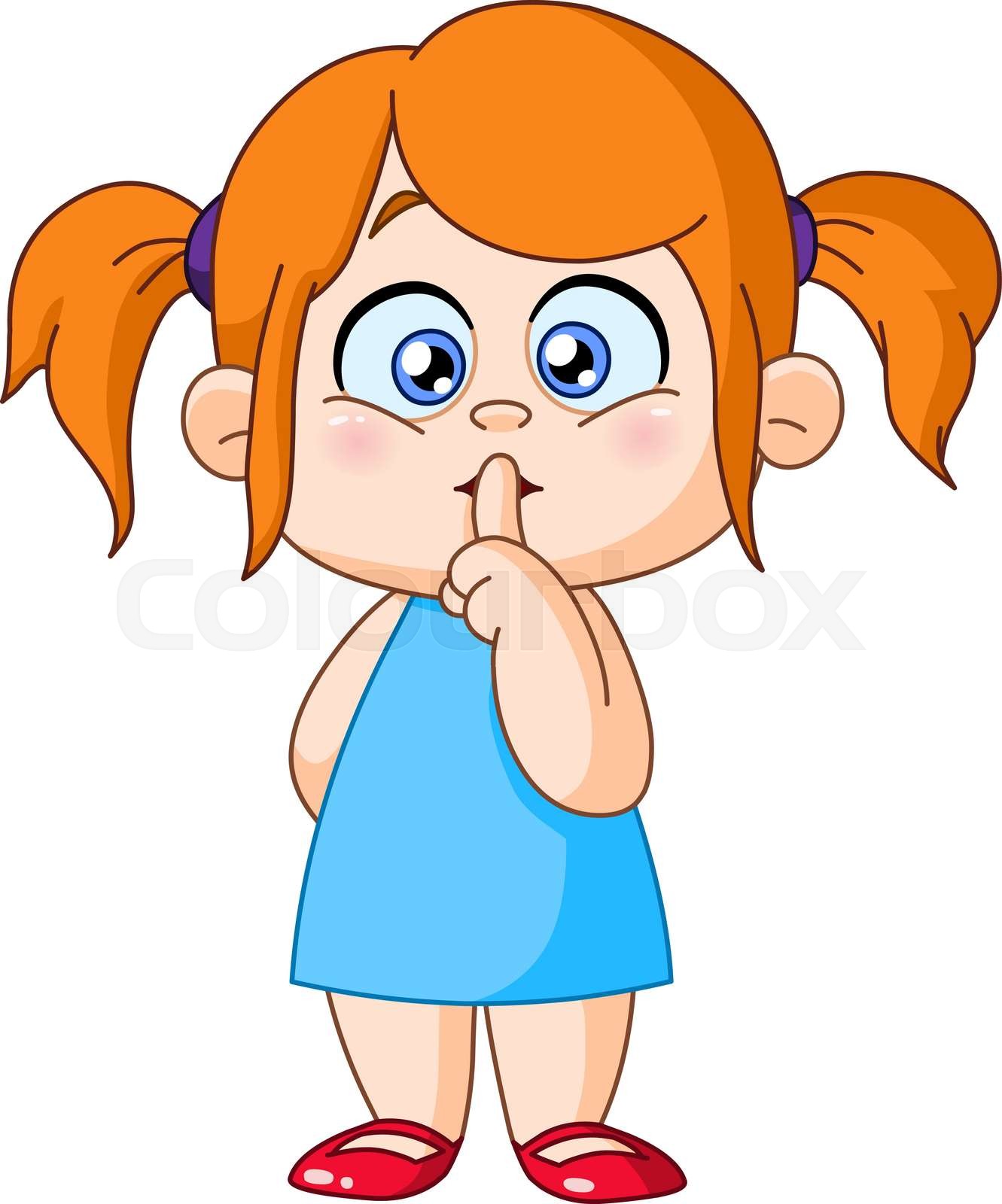 Finger on lips girl | Stock vector | Colourbox
