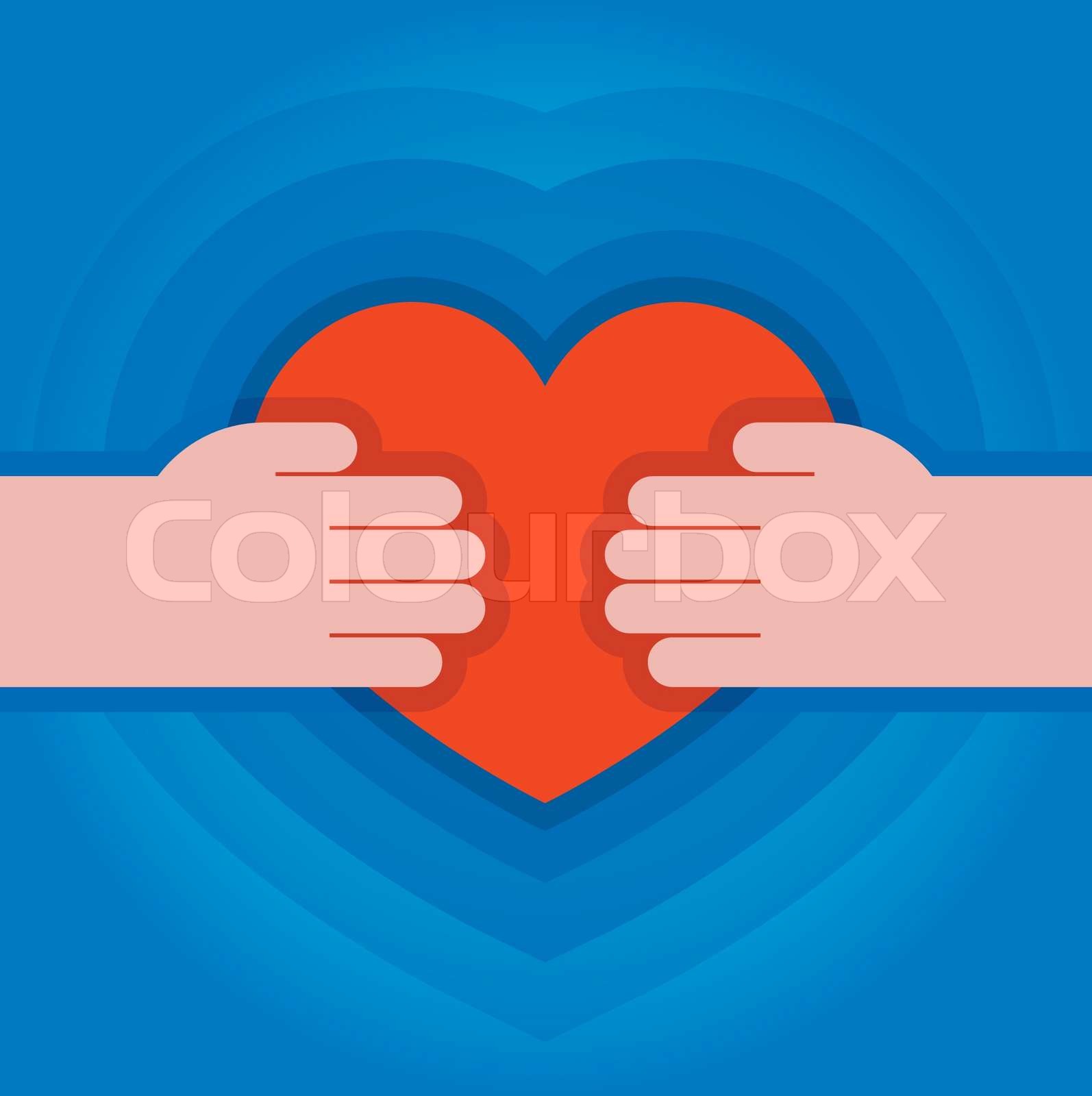 illustration of human hands with heart in it | Stock vector | Colourbox