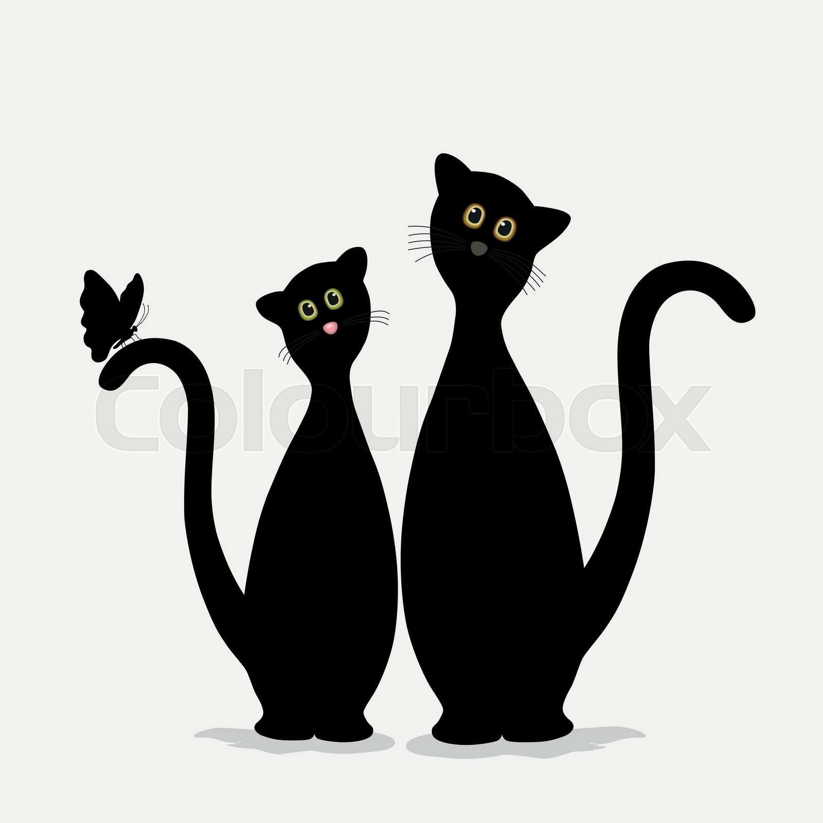 Cartoon Two Black Cats