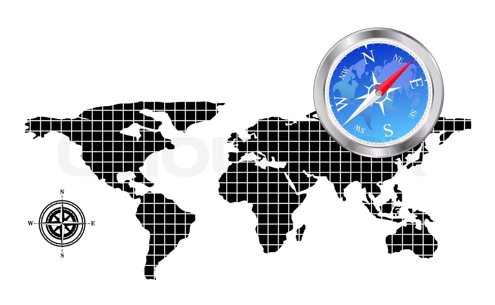 vector kompass and world map | Stock vector | Colourbox
