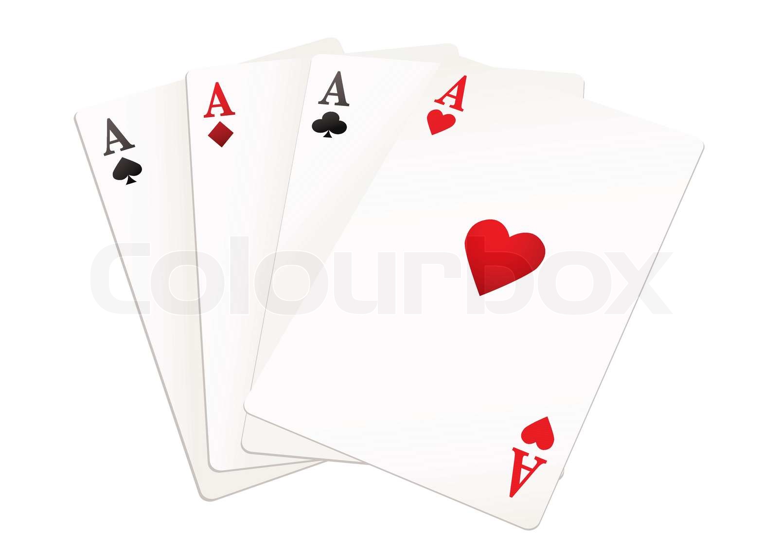 four playing cards from each suit all aces | Stock vector | Colourbox