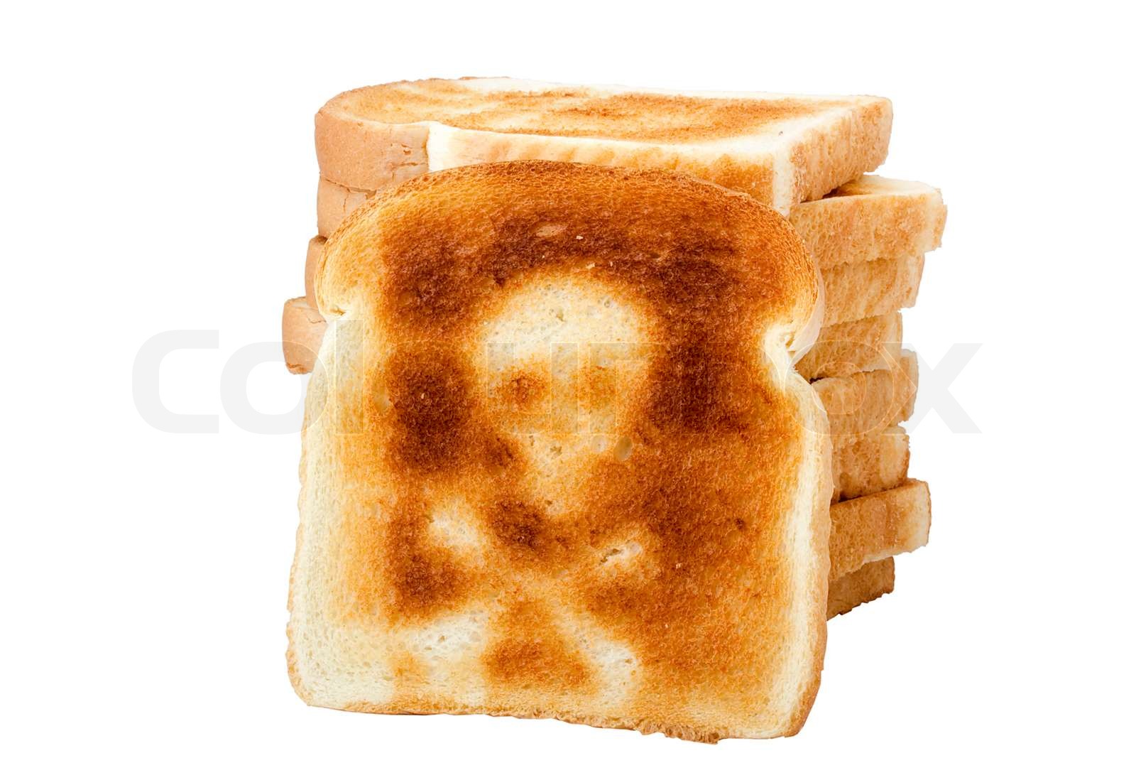 Ein Toast Scheibe Weißbrot mit einem Schädel und Knochen Symbol auf ...