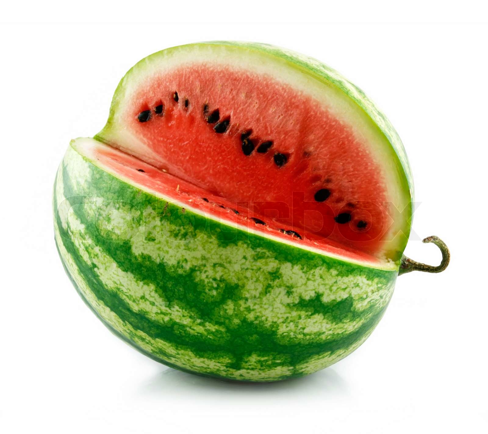 Ripe Sliced Green Watermelon Isolated on White Background | Stock image ...