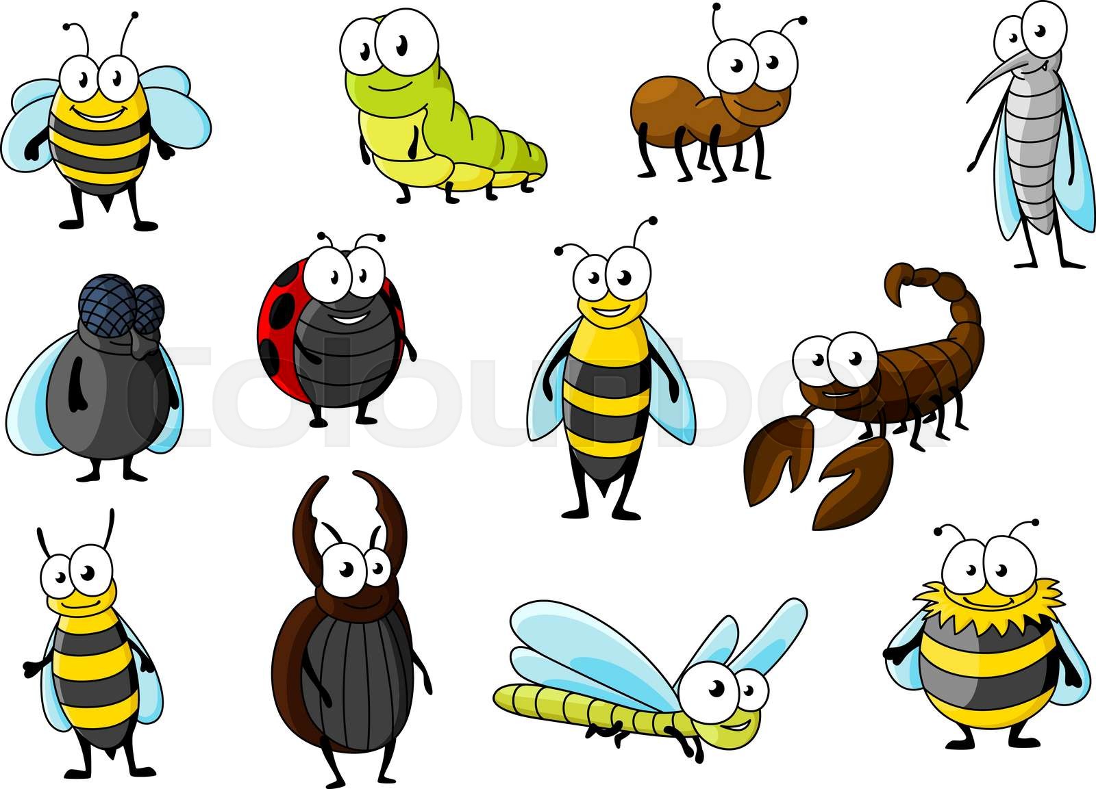 Cartoon funny insect animals characters | Stock vector | Colourbox