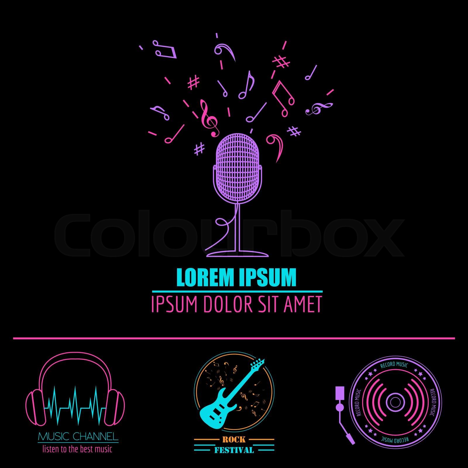 Musical instruments logos and badges. Graphic template | Stock vector ...