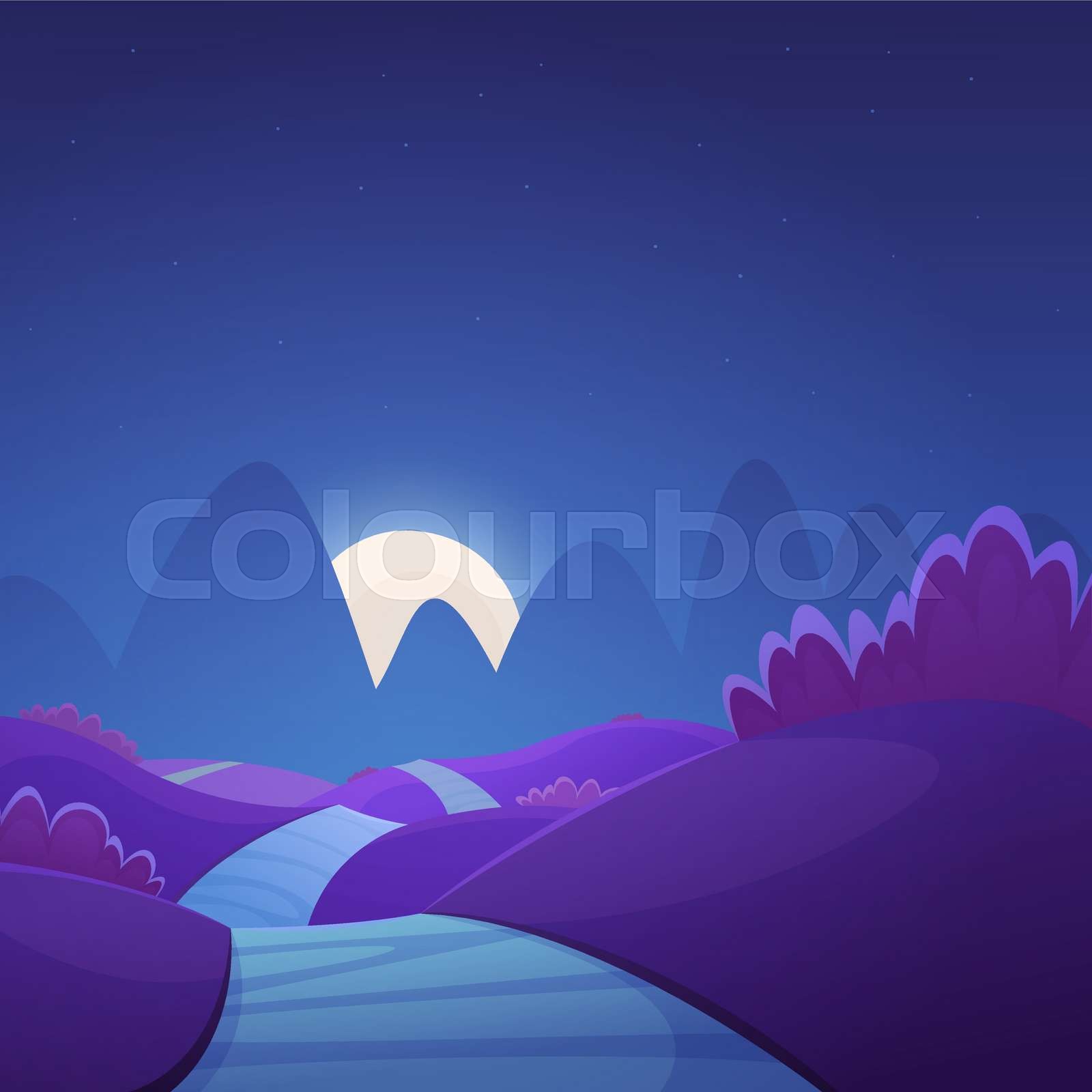 Night Cartoon Landscape | Stock vector | Colourbox