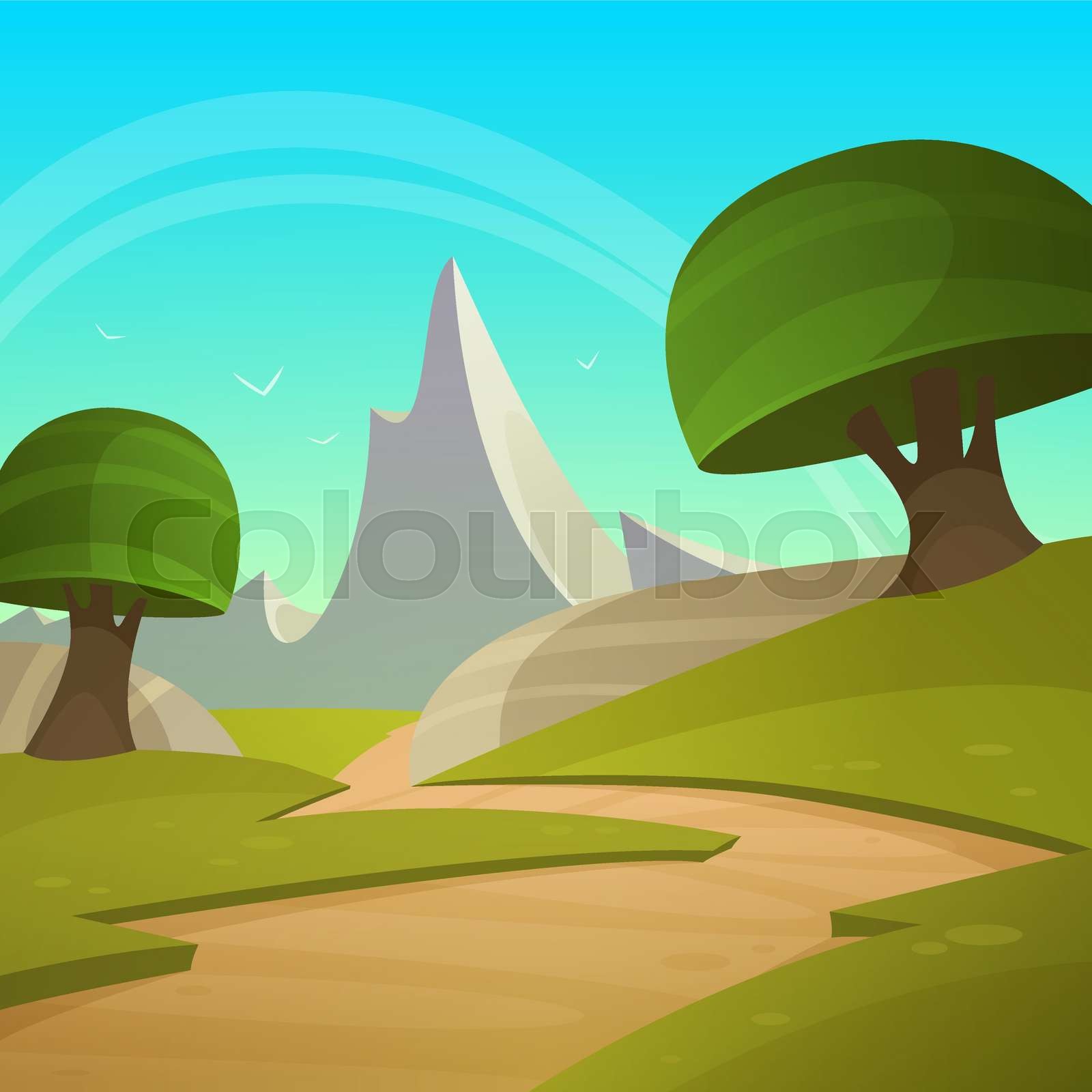 Cartoon Fantasy Landscape | Stock vector | Colourbox