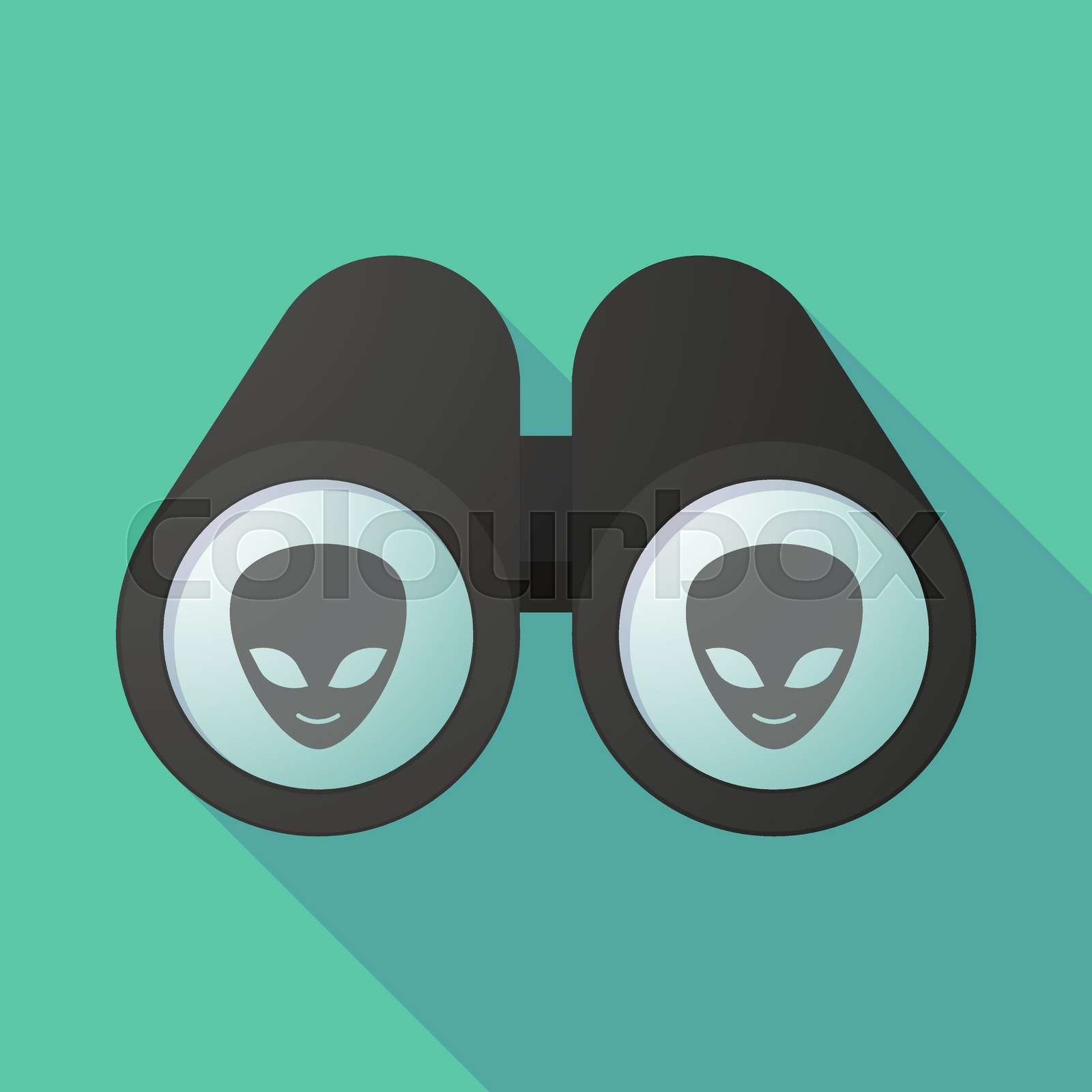 Illustration of a binoculars viewing an alien face | Stock vector ...