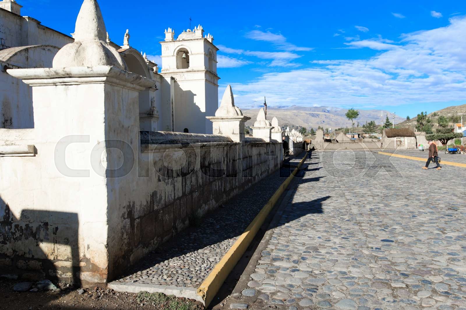 White Catholic church in rural Peru | Stock image | Colourbox