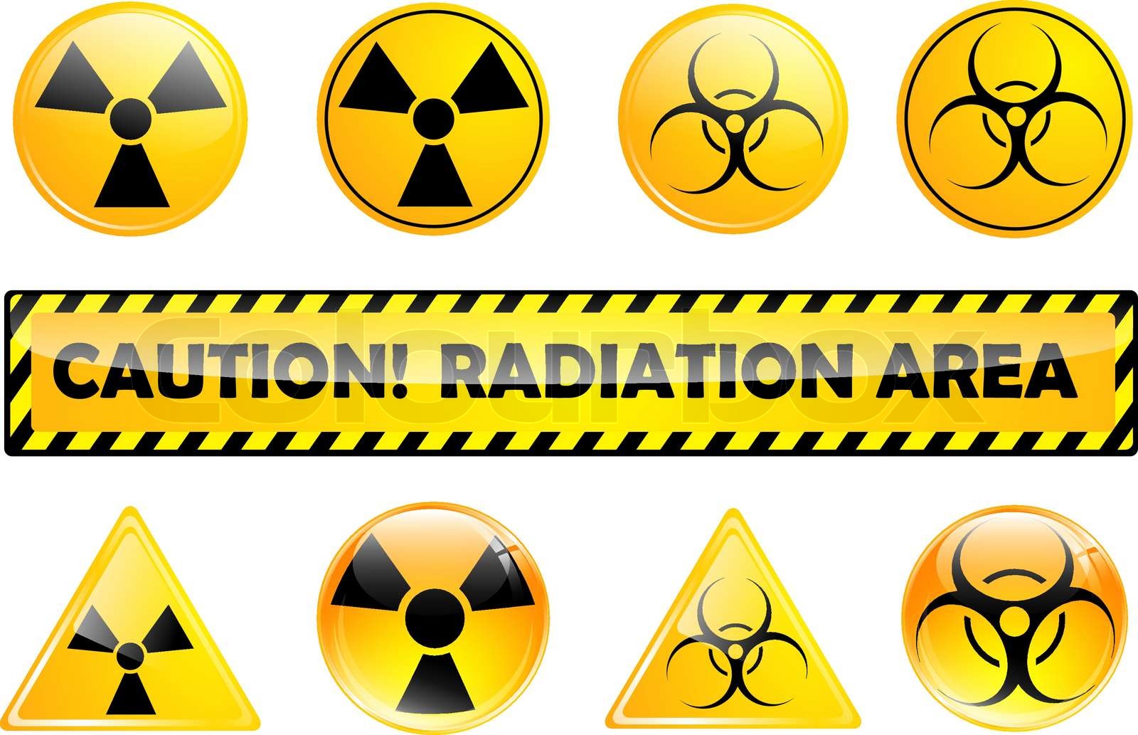 set of different radiation signs over white | Stock vector | Colourbox
