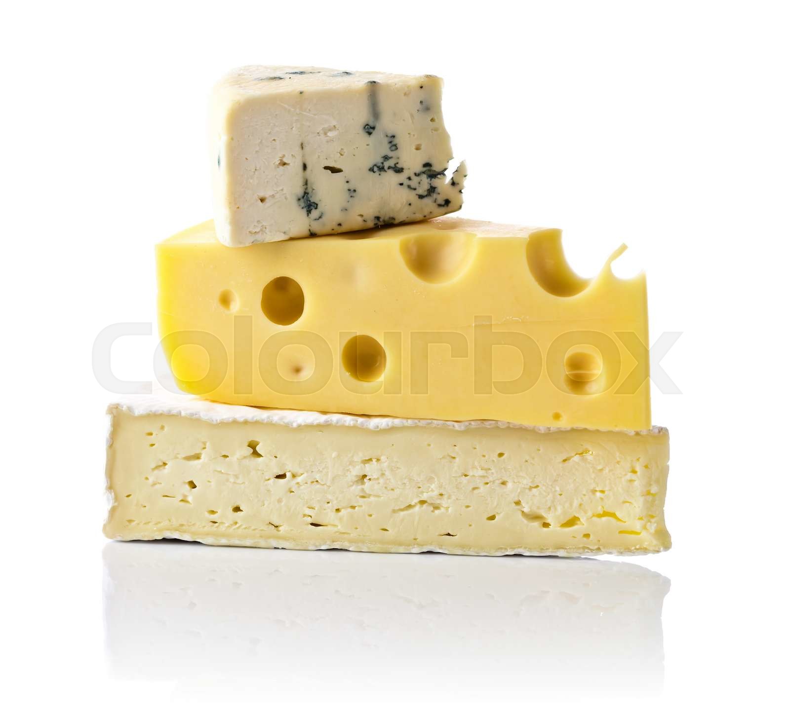 various cheeses isolated on white | Stock image | Colourbox