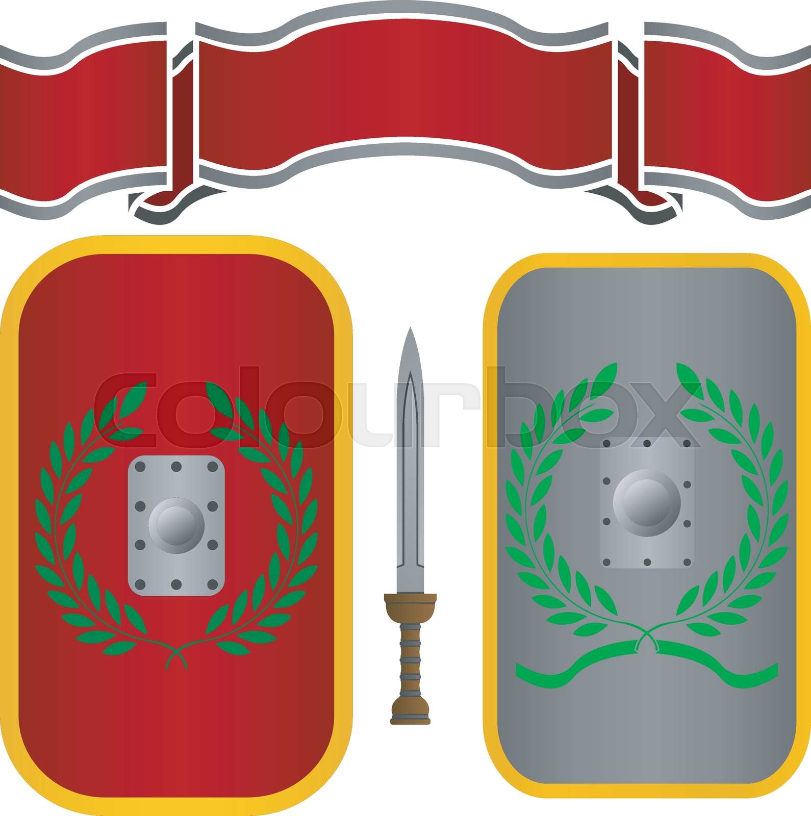 roman shields and sword | Stock vector | Colourbox