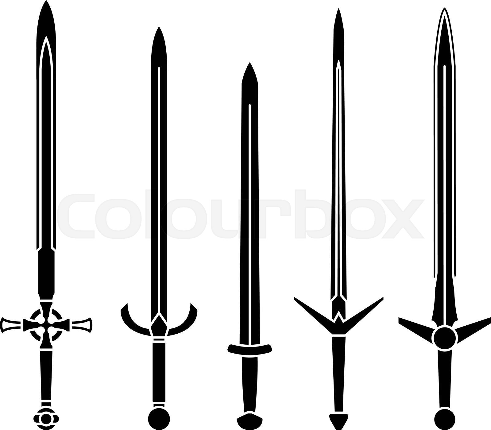 stencils of medieval swords. second variant | Stock vector | Colourbox