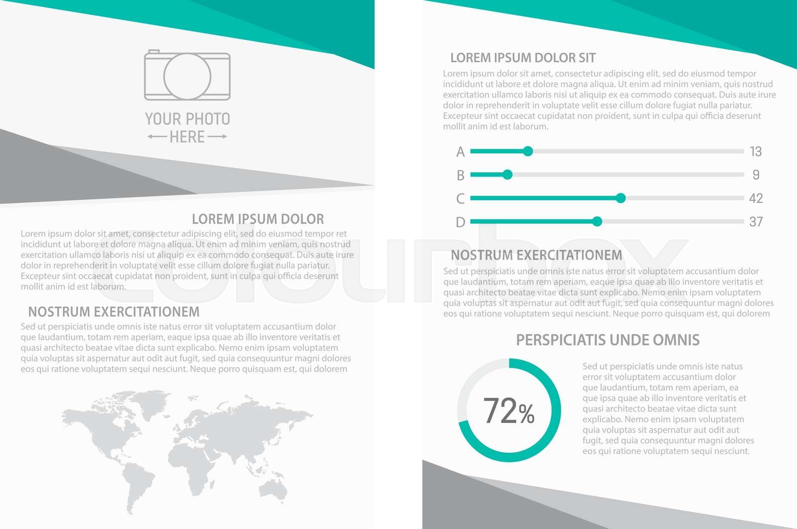 Vector flyer template design with front page and back page. Business ...