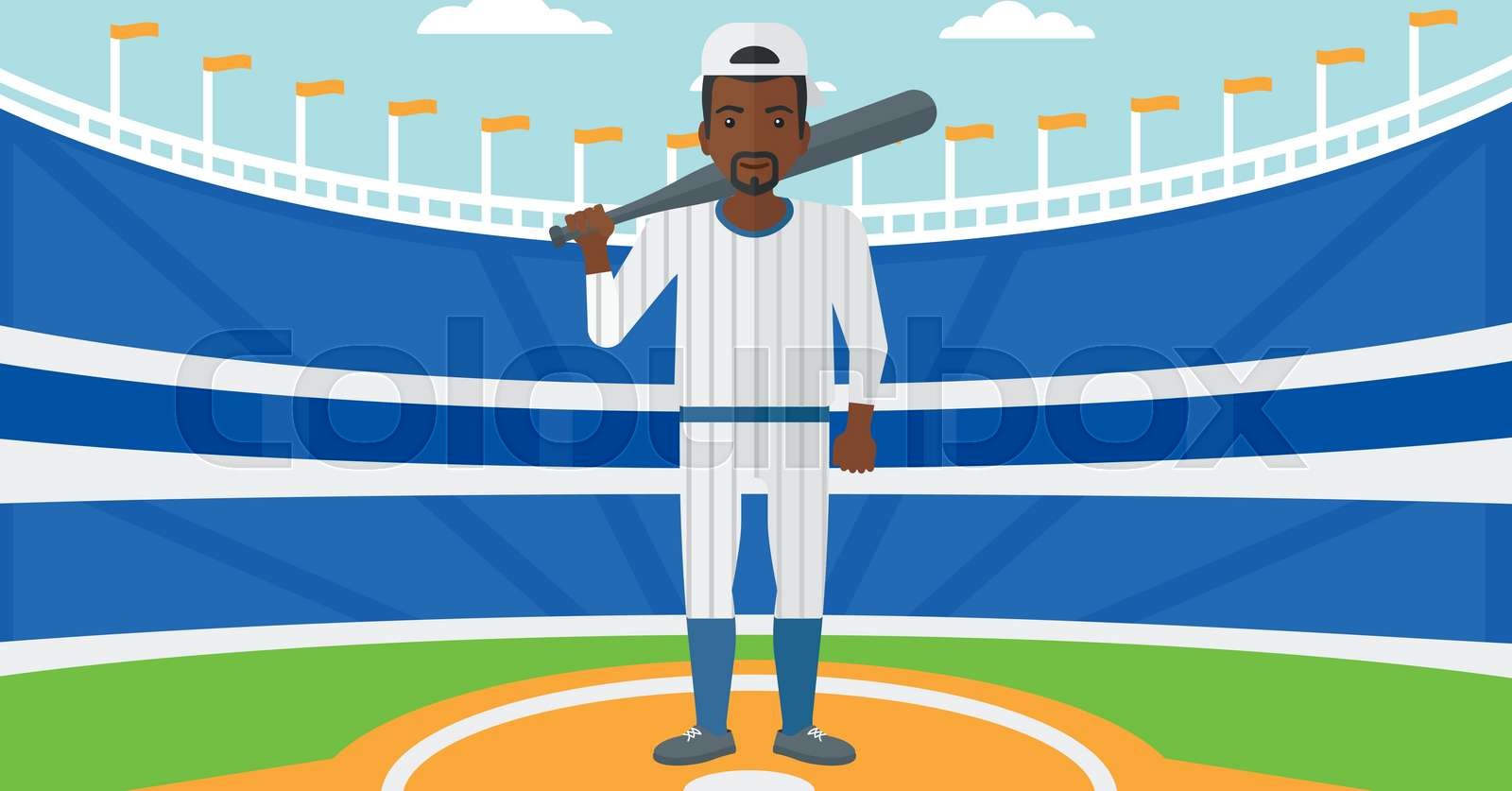 Baseball player with bat. | Stock vector | Colourbox