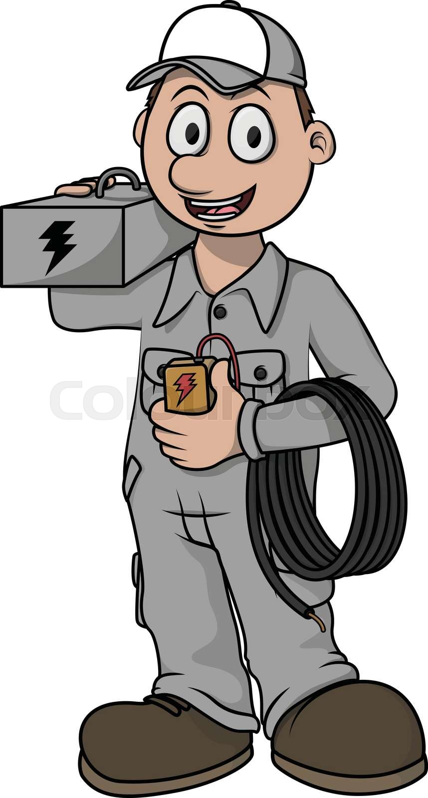 Electrician worker vector cartoon illustration | Stock vector | Colourbox