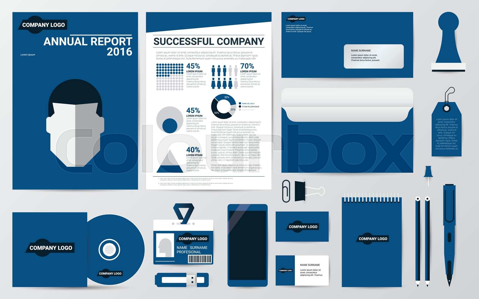 Corporate identity and stationary in blue theme template | Stock vector ...