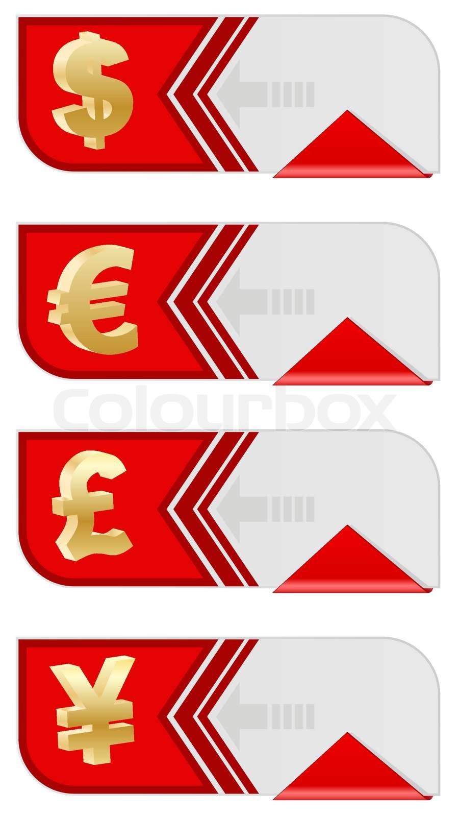 currency gold signs with banners | Stock vector | Colourbox