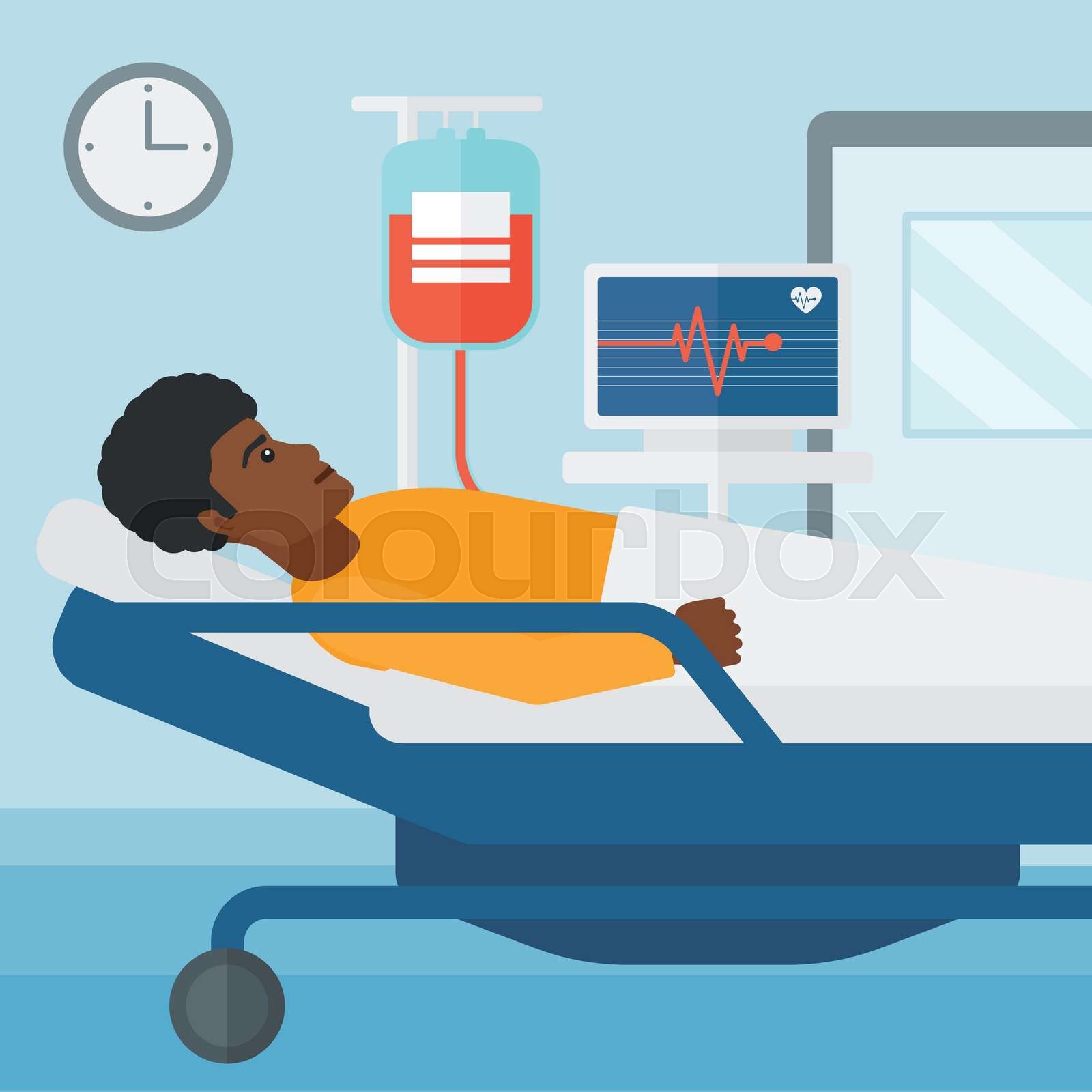 Patient lying in hospital bed. | Stock vector | Colourbox