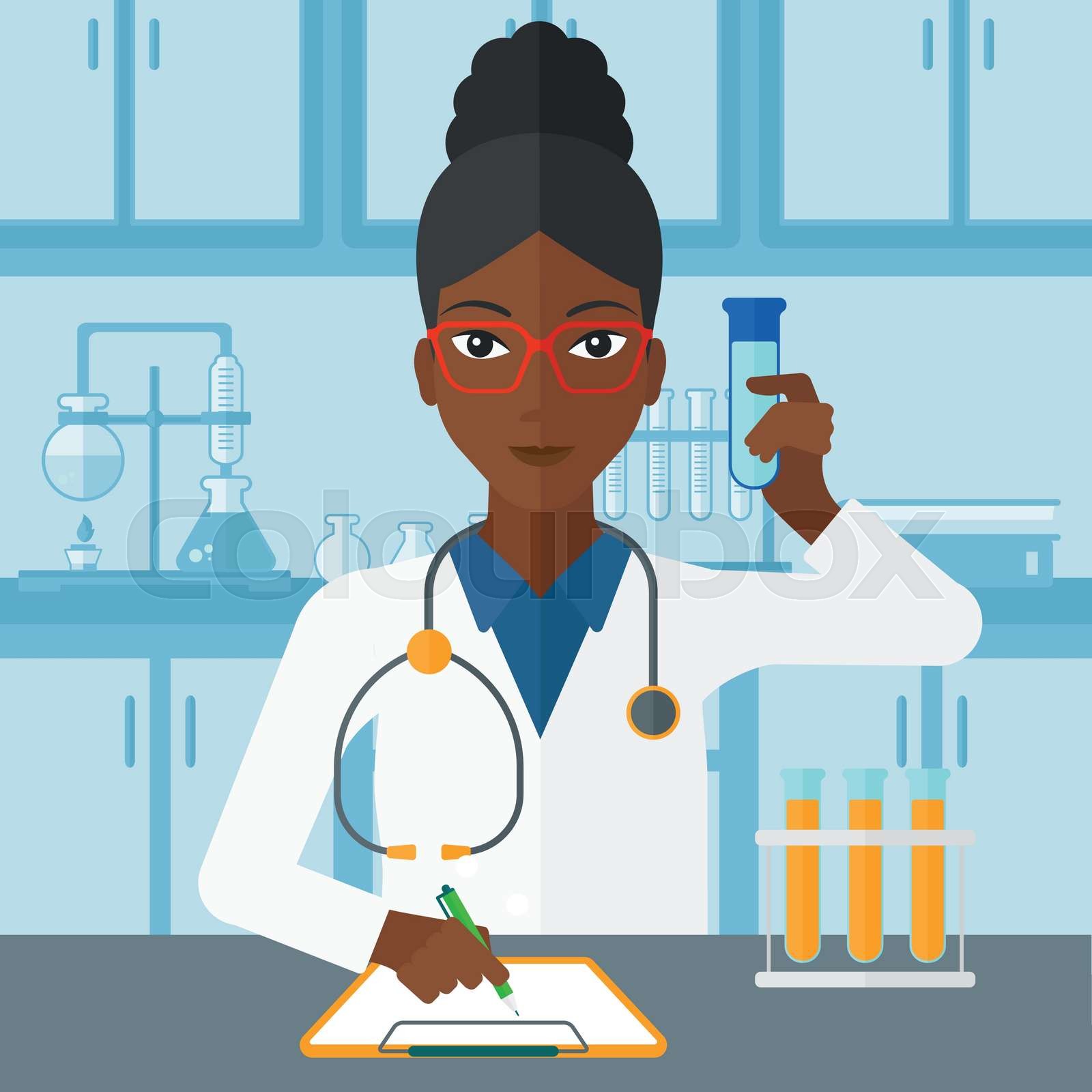 Laboratory assistant working. | Stock vector | Colourbox
