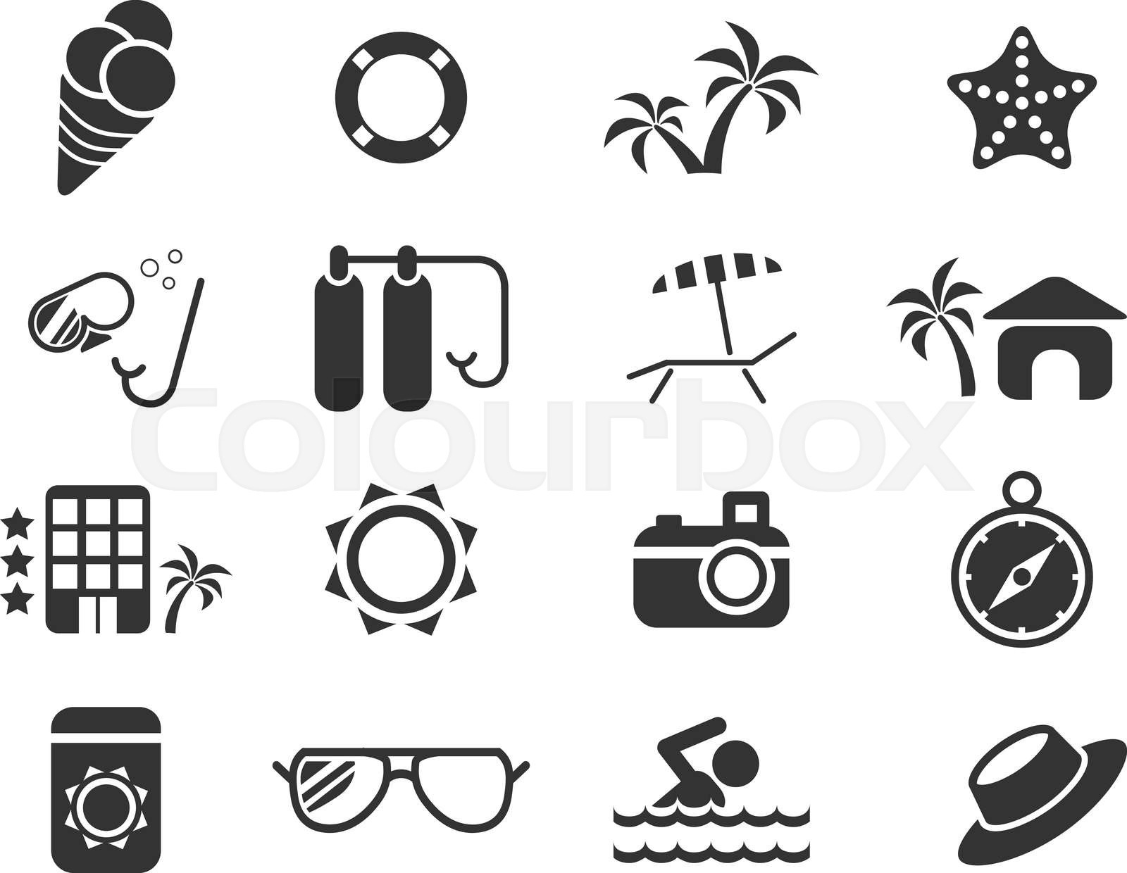 beach icon set | Stock vector | Colourbox