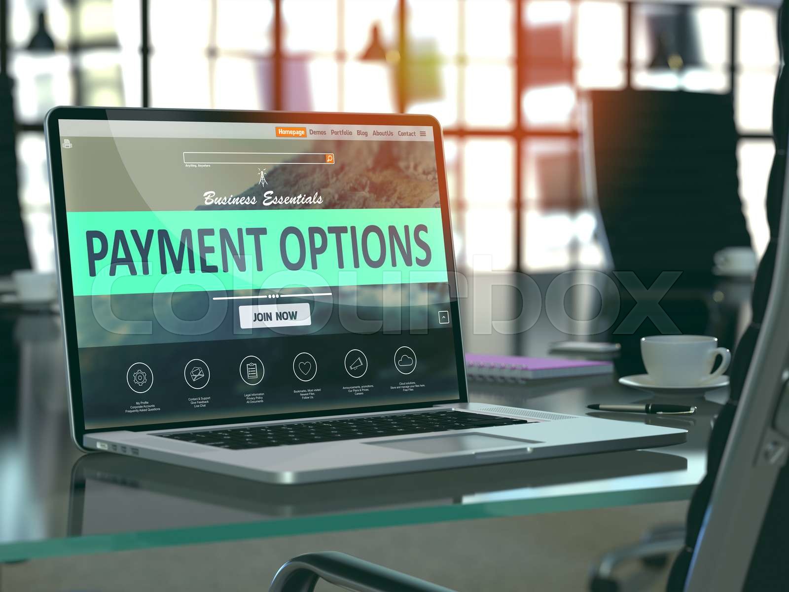 Laptop Screen with Payment Options Concept. | Stock image | Colourbox