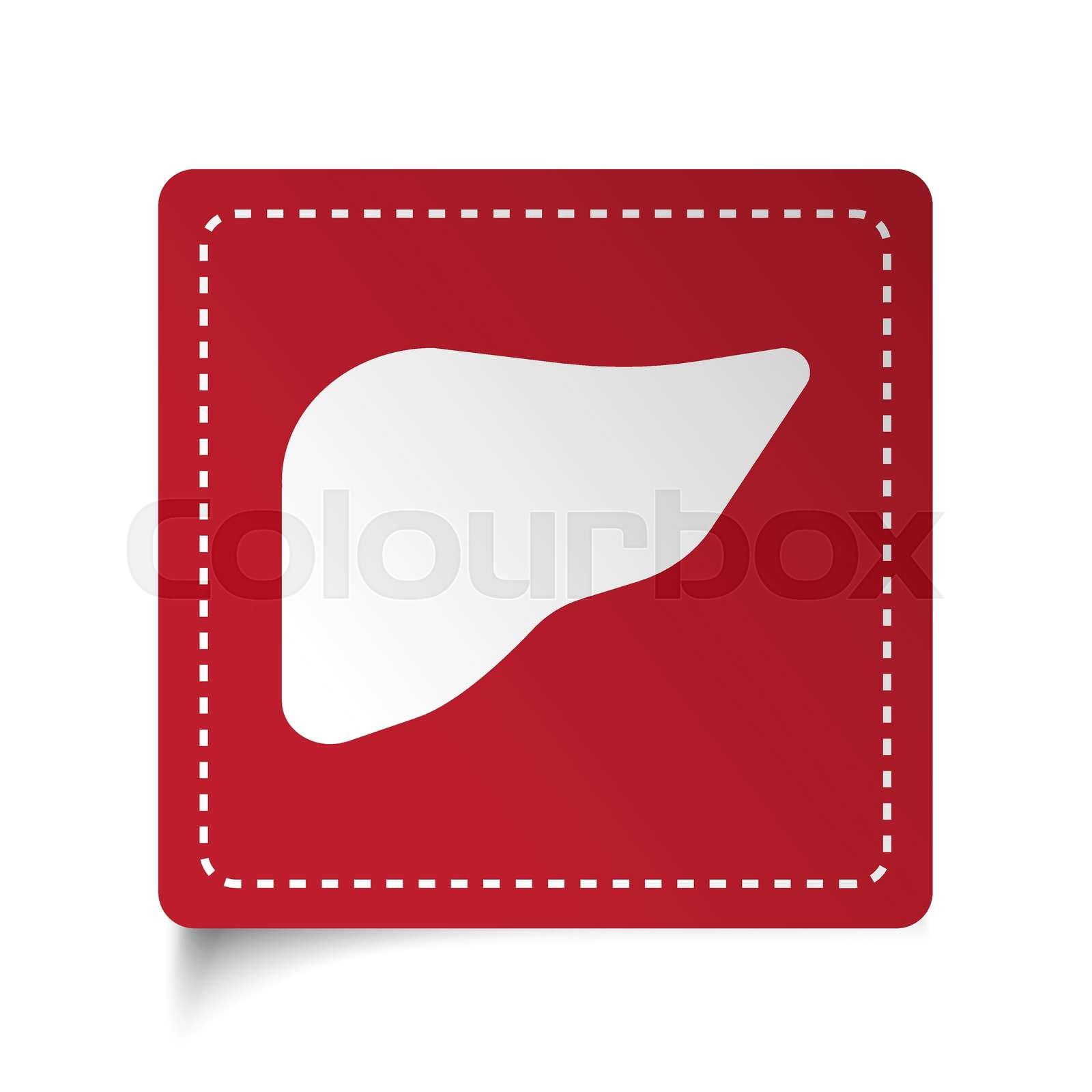 Flat Liver icon on red sticker | Stock vector | Colourbox