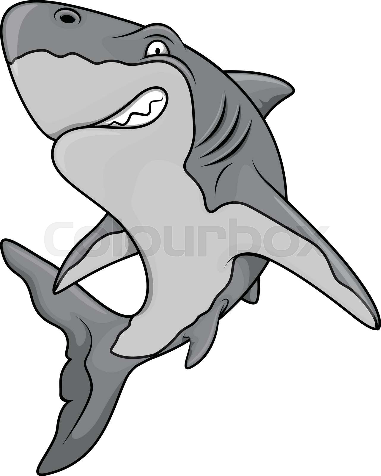 Angry shark cartoon illustration | Stock vector | Colourbox