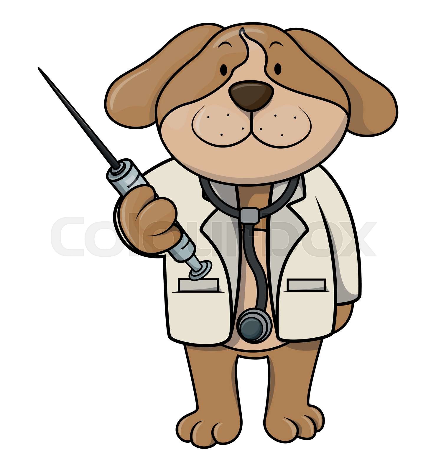 Dog doctor cartoon illustration | Stock vector | Colourbox