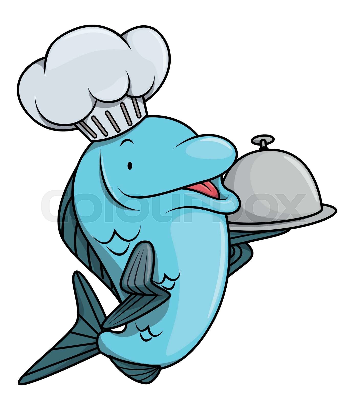 Fish cartoon illustration for restaurant | Stock vector | Colourbox