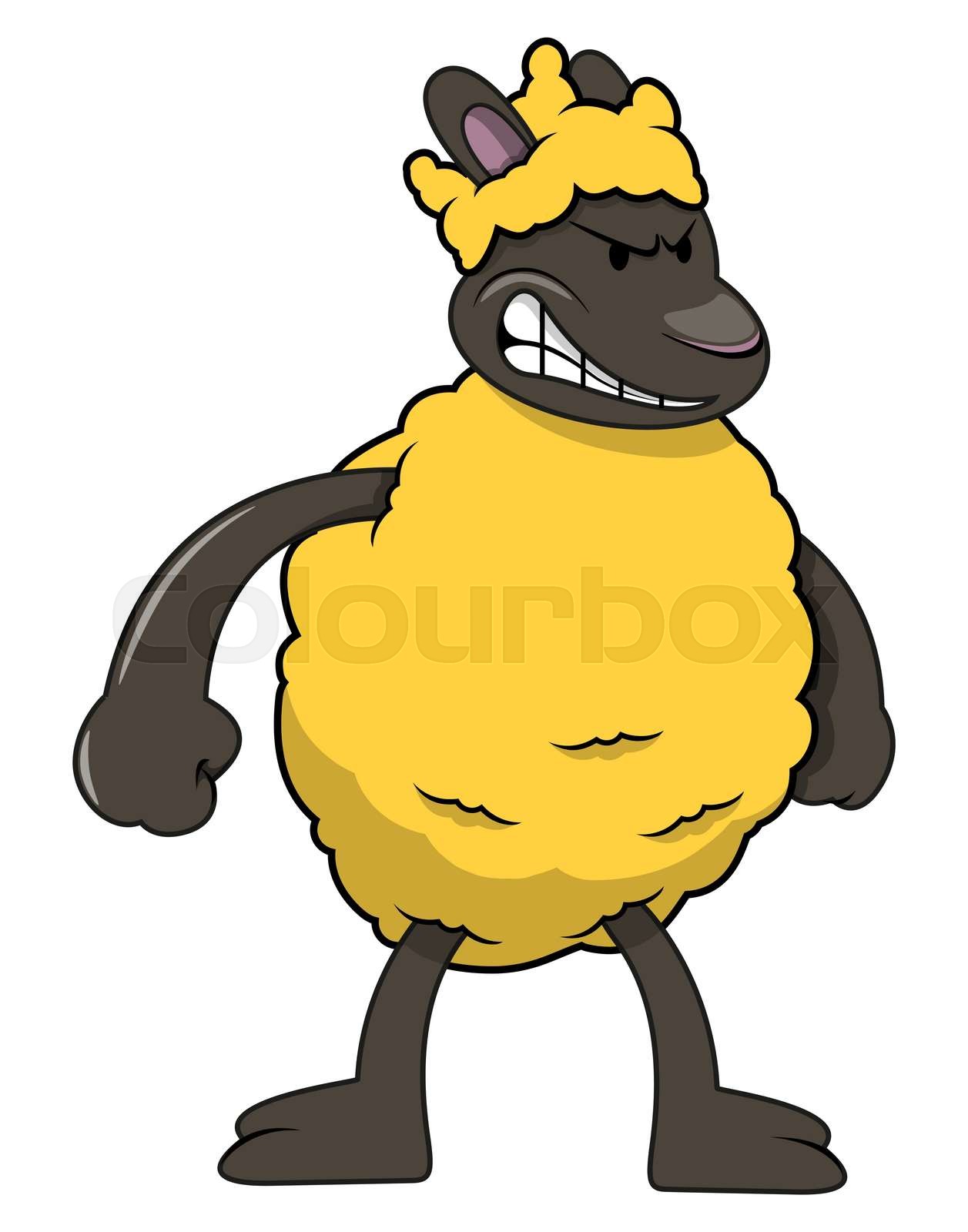 Angry cartoon sheep | Stock vector | Colourbox