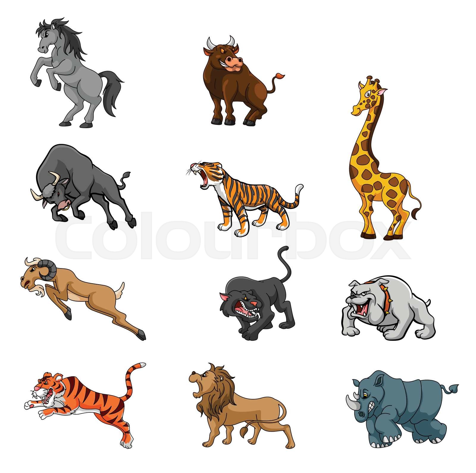 Wild Animals Angry Set Group | Stock vector | Colourbox
