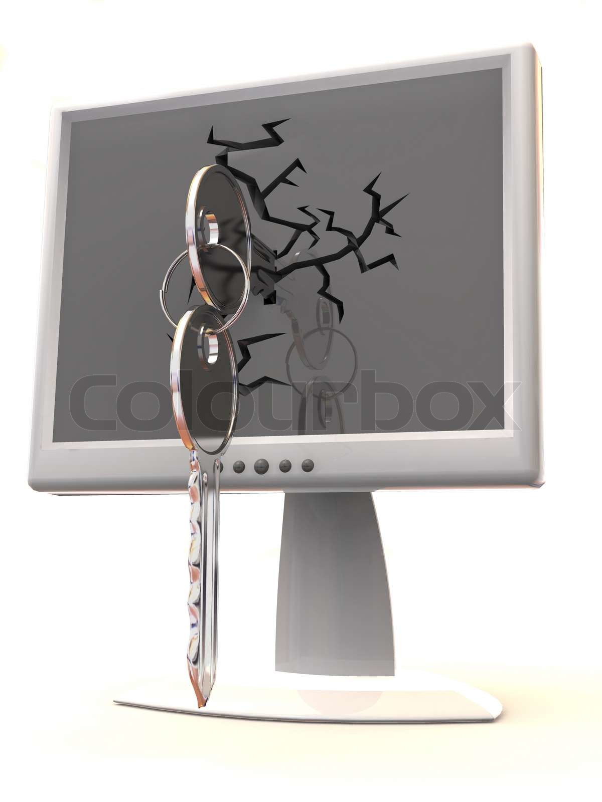 Monitors with keys. 3d | Stock image | Colourbox