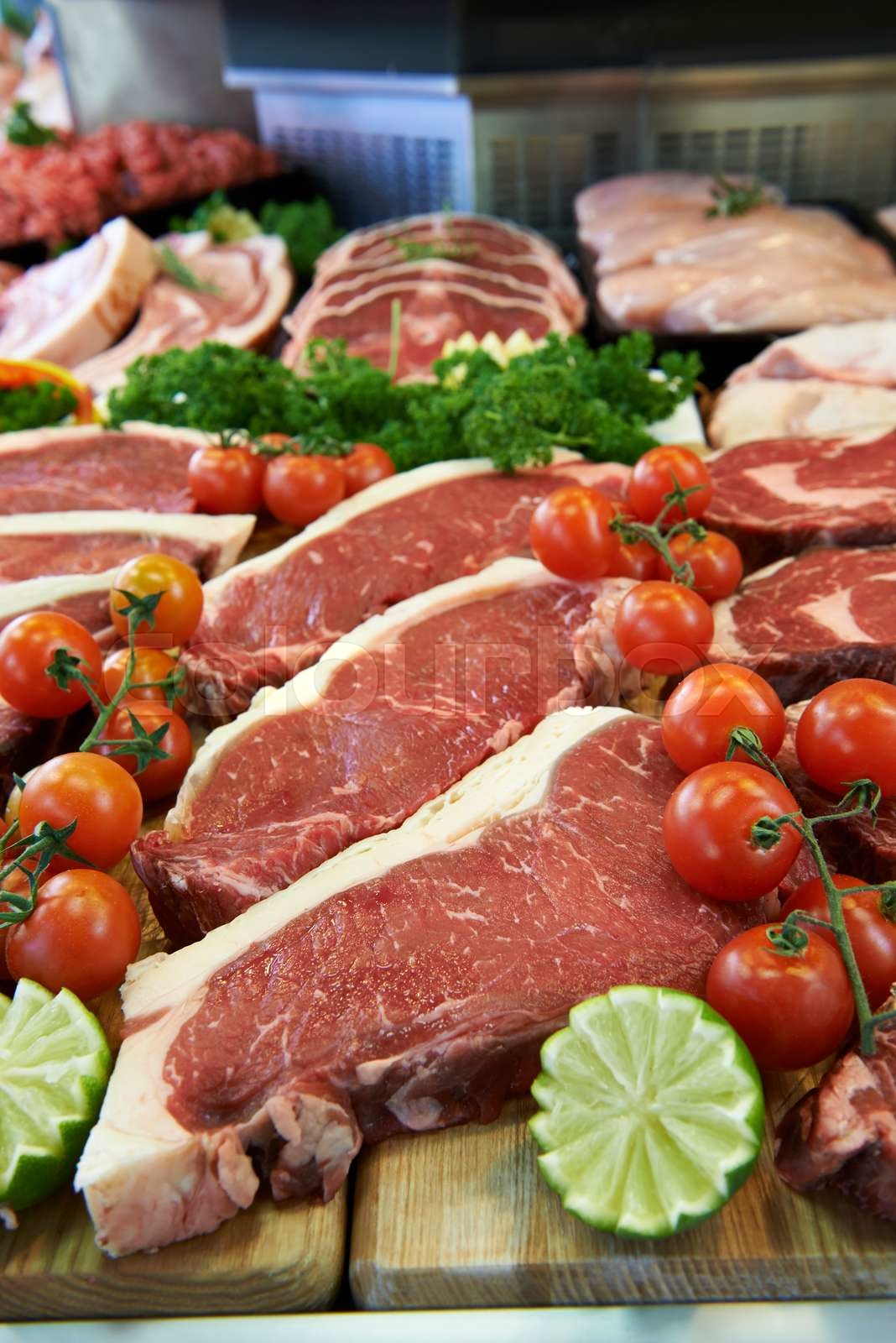 Display Of Fresh Meat In Butcher's Store | Stock image | Colourbox