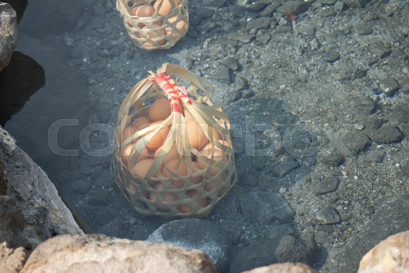 Eggs boiled in natural spring poo | Stock image | Colourbox