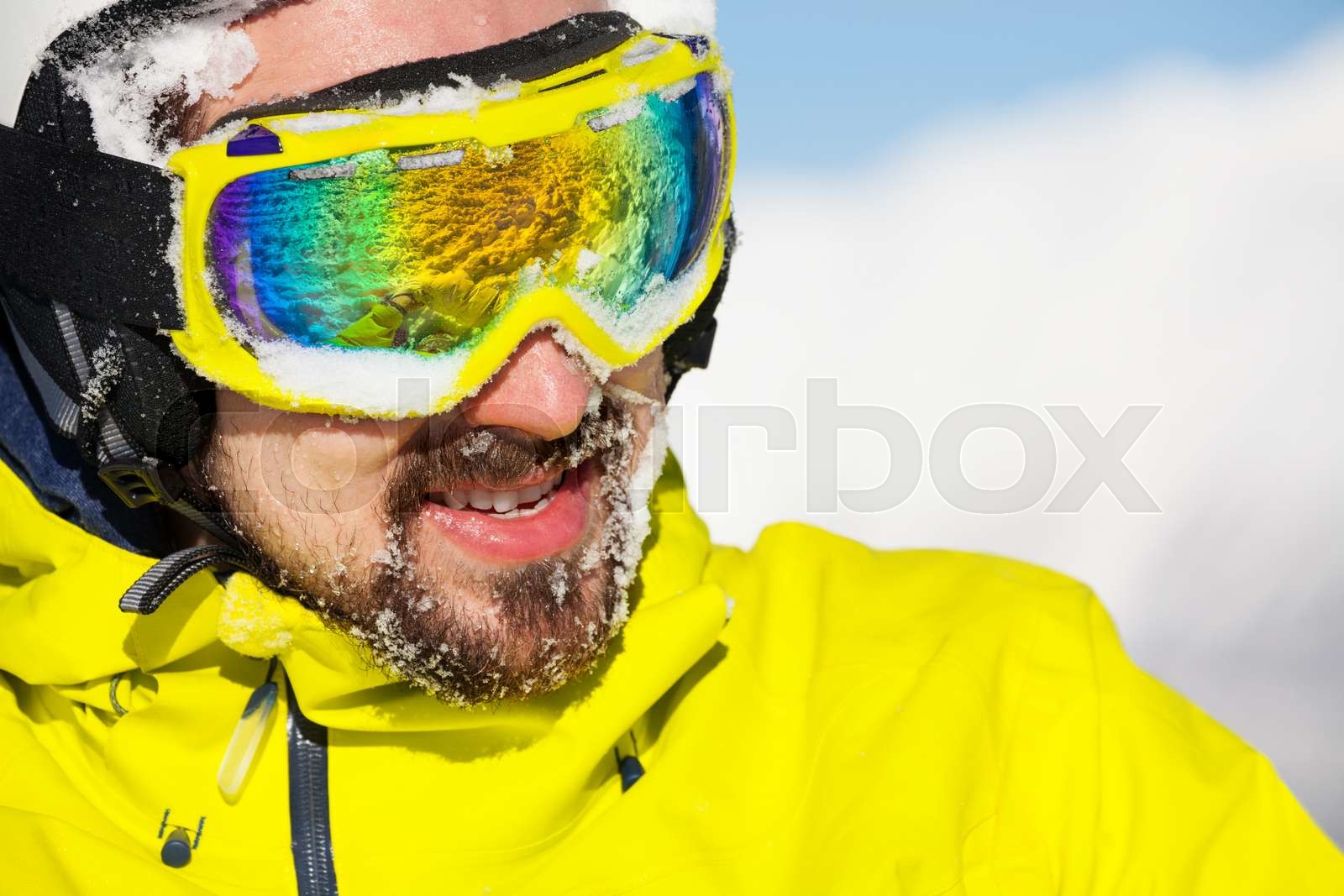 Man in ski mask and snow on beard | Stock image | Colourbox